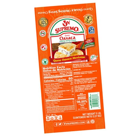 QuesoOaxaca Block cheese 5Lb - V&V Supremo® Food Service
